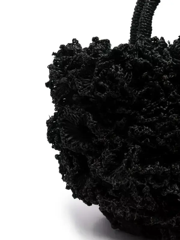IBELIV Ruffled Raffia Tote Bag - Black
