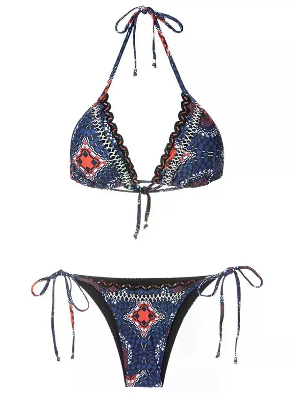 AMIR SLAMA Embroidered Triangle-cup Bikini - Blue