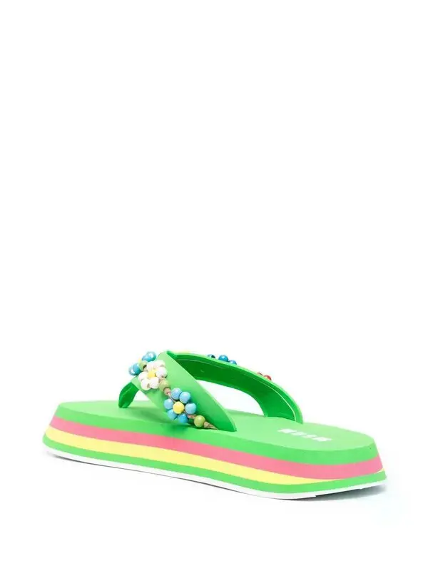 MSGM Bead-embellished Flip Flops