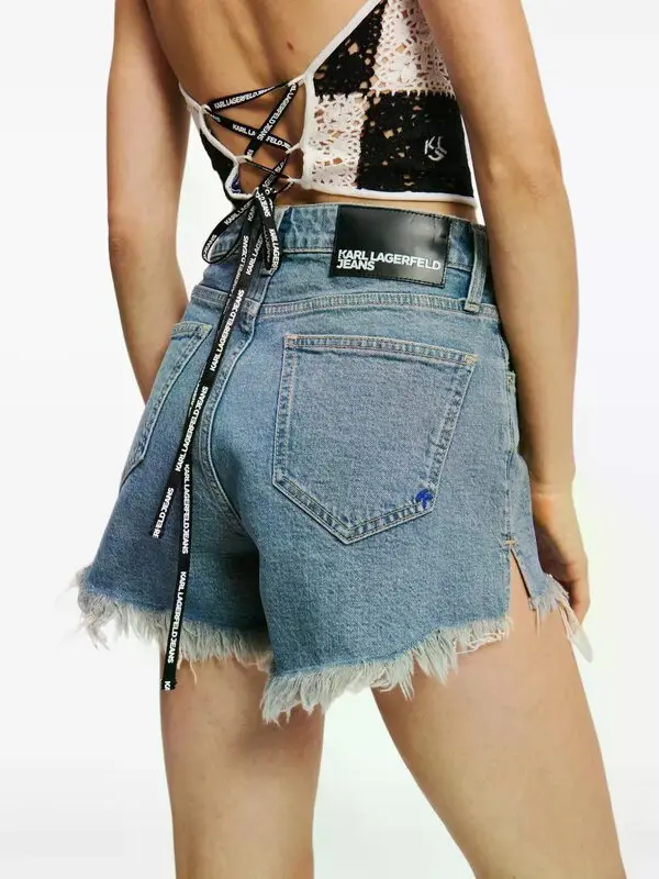 Karl Lagerfeld Frayed Denim Shorts