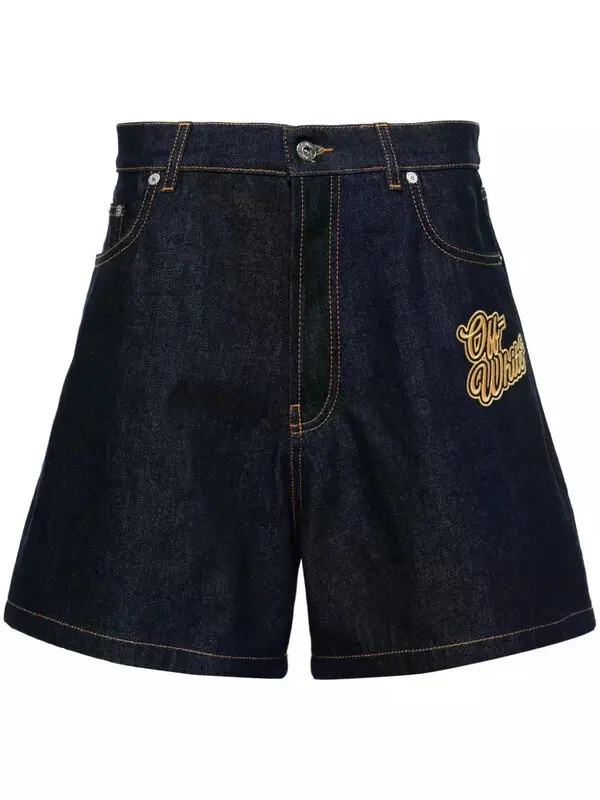 Off-White Logo-patch Cotton Denim Shorts