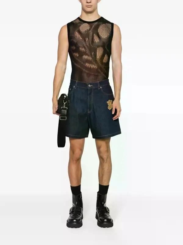 Off-White Logo-patch Cotton Denim Shorts