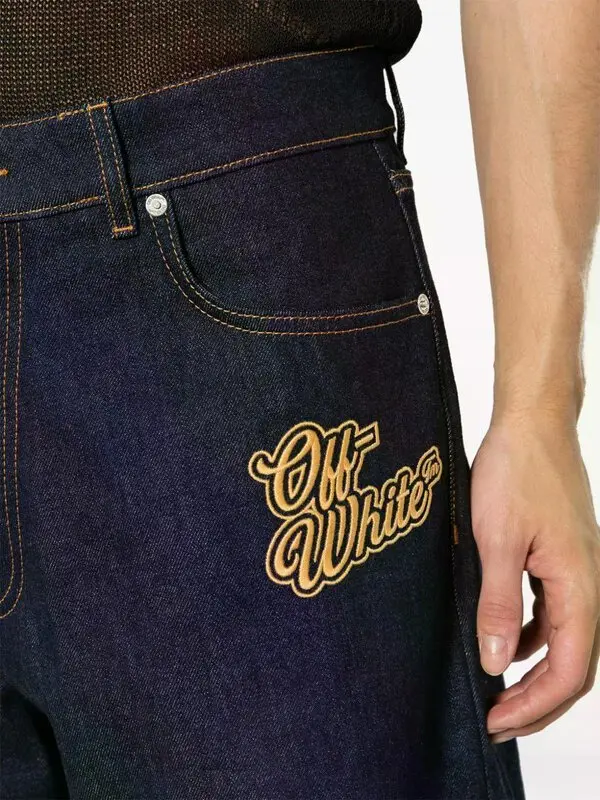 Off-White Logo-patch Cotton Denim Shorts