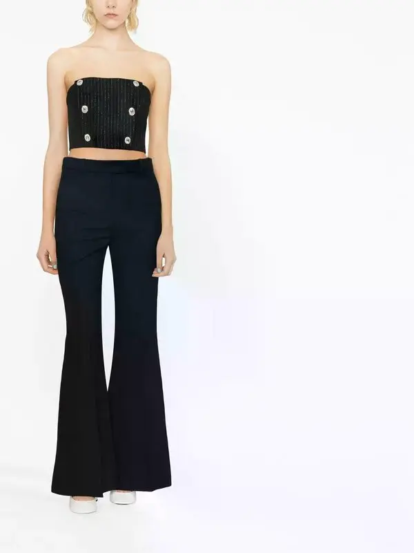 Alessandra Rich Pinstripe Crystal-embellished Crop Top