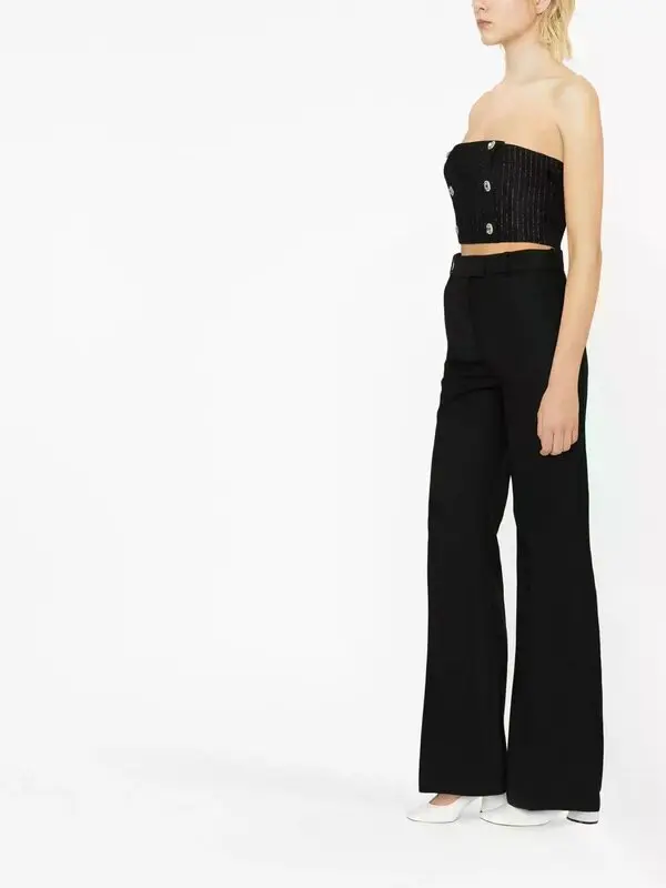 Alessandra Rich Pinstripe Crystal-embellished Crop Top