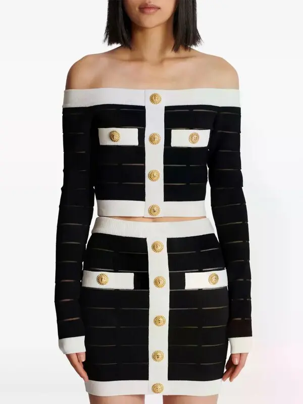 Balmain Off-shoulder Knitted Top