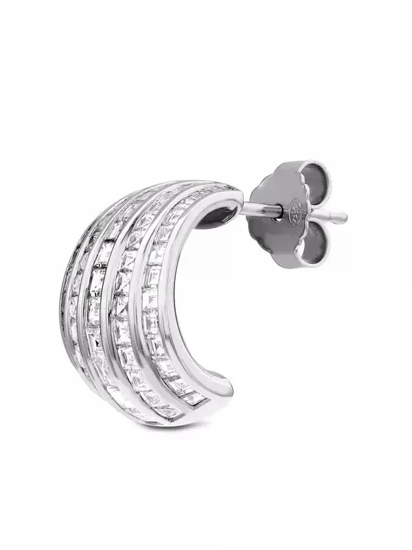 PRAGNELL 18kt White Gold Manhattan Classic Diamond Huggie Earrings