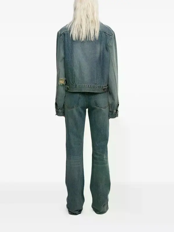 MAINLESS Distressed Denim Trucker Jacket