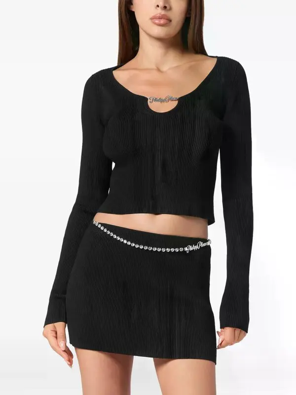 Philipp Plein Long Sleeve Cropped Top