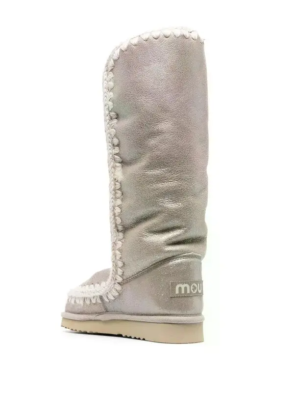 Mou Metallic Leather Boots - Neutrals