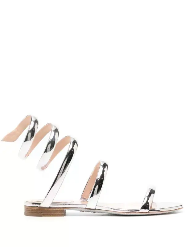 Rene Caovilla Serpente Metallic-finish Sandals - Silver