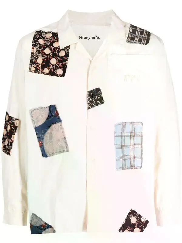 STORY MFG. Greetings Patchwork Cotton Shirt - Neutrals