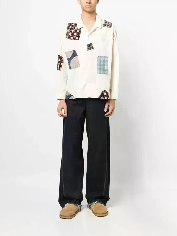 STORY MFG. Greetings Patchwork Cotton Shirt