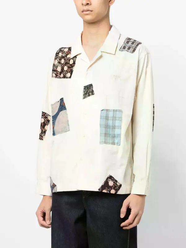 STORY MFG. Greetings Patchwork Cotton Shirt