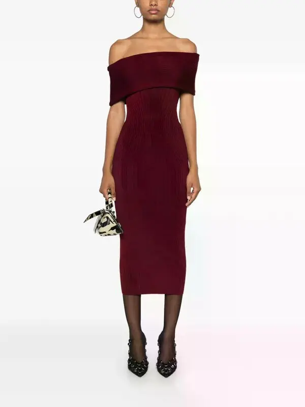 MUGLER Off-shoulder Knit Dress