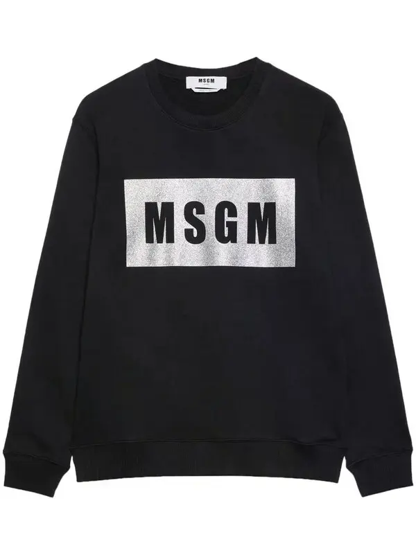 MSGM Logo-print Cotton Sweatshirt - Black