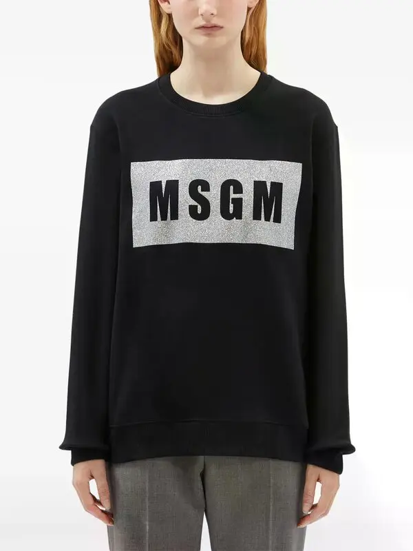 MSGM Logo-print Cotton Sweatshirt - Black