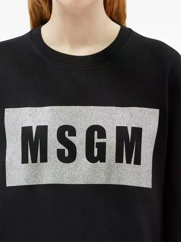 MSGM Logo-print Cotton Sweatshirt - Black