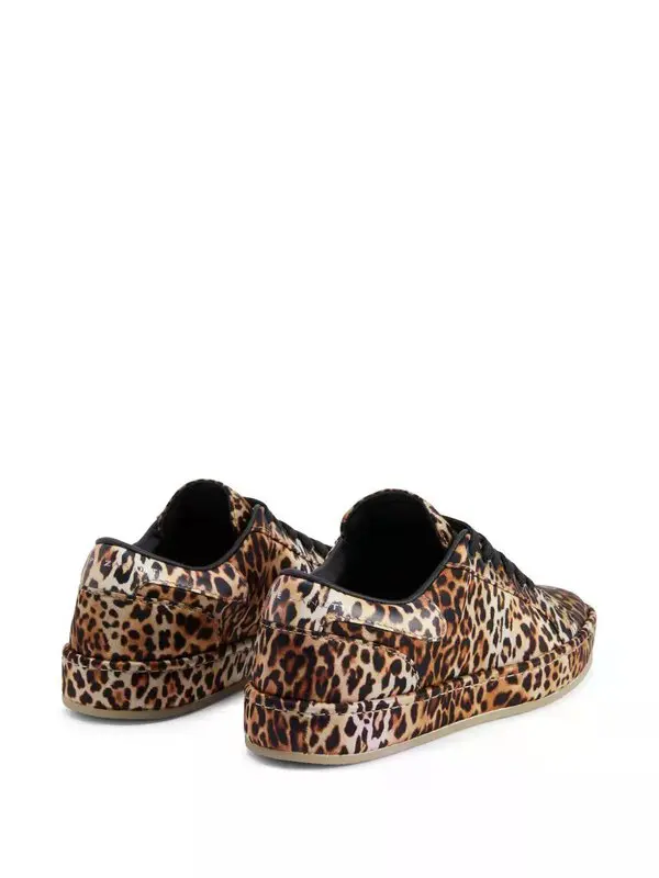 GIUSEPPE ZANOTTI Leopard Print Canvas And Leather Lace-up Sneakers