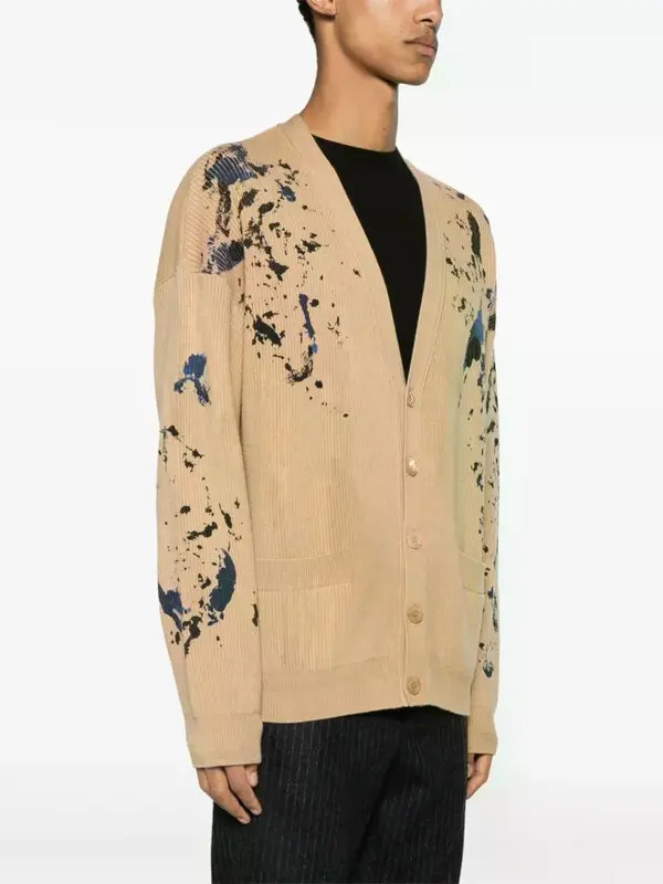Moschino Paint-splatter Wool Cardigan
