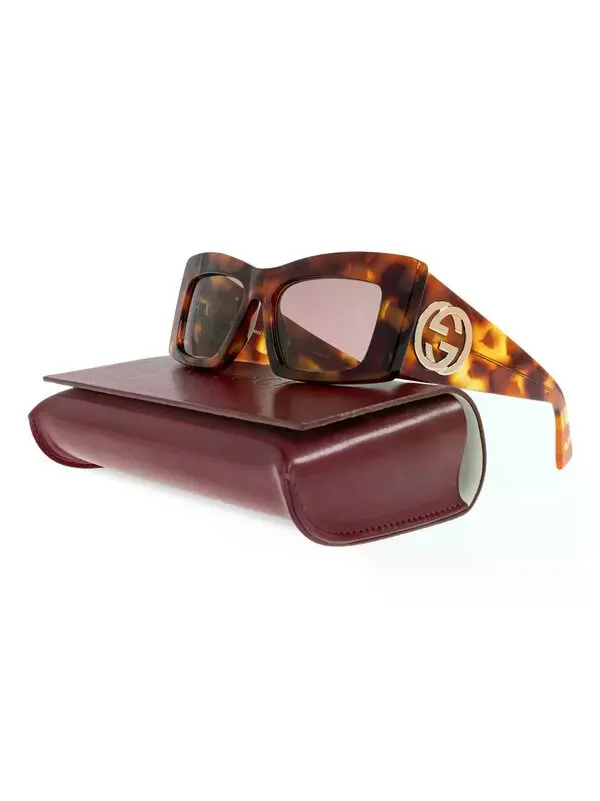 Gucci Logo-plaque Sunglasses - Brown