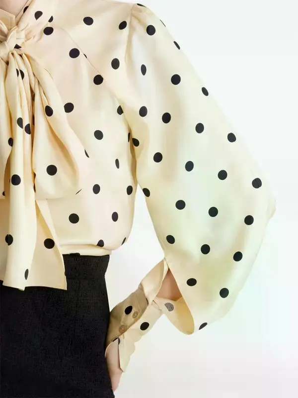 PATOU Lavallière Polka Dot Blouse