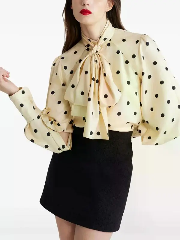 PATOU Lavallière Polka Dot Blouse