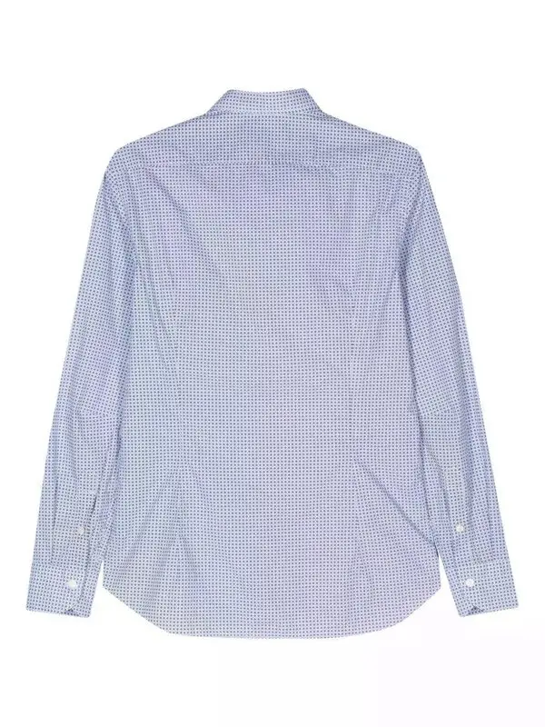 TINTORIA MATTEI 954 Geometric-print Cotton Shirt - Blue