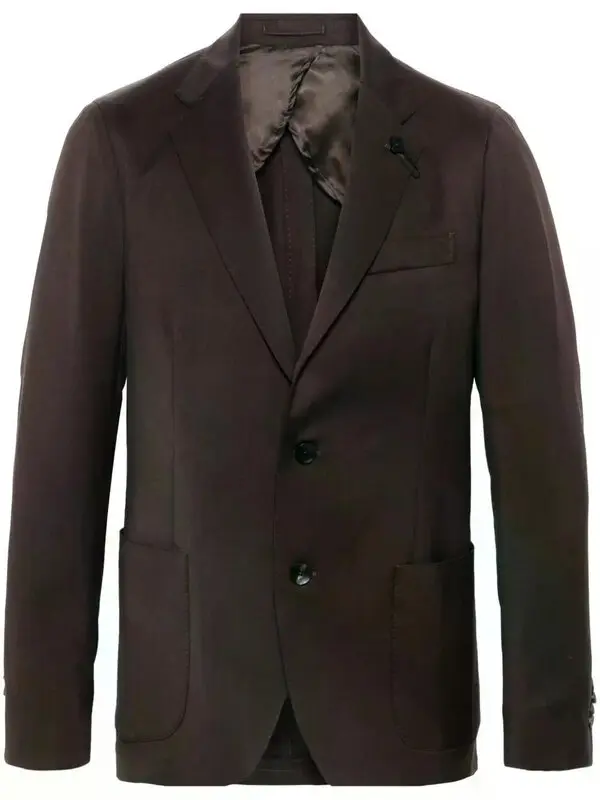 LARDINI Brooch-logo Appliqué Blazer - Brown