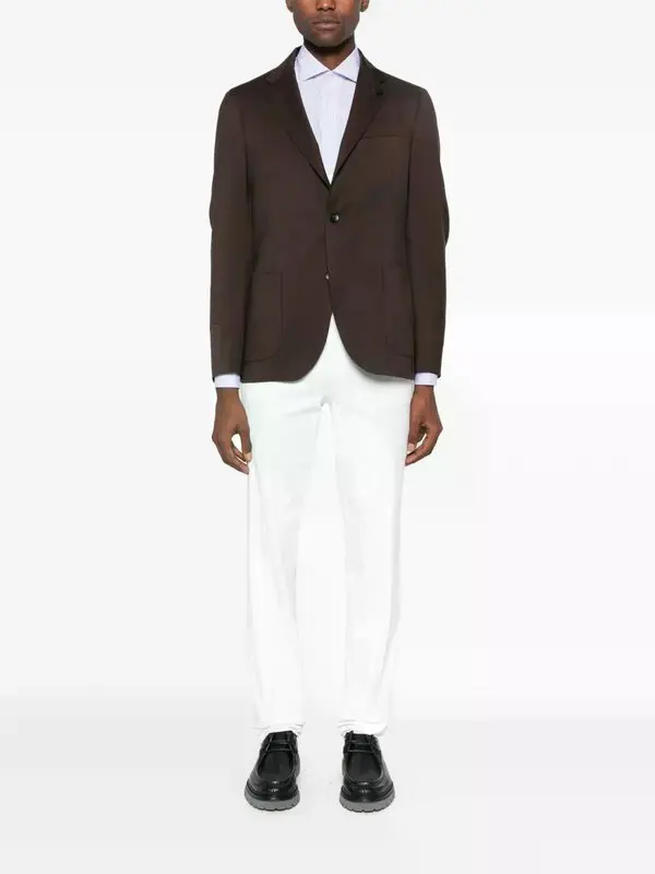 LARDINI Brooch-logo Appliqué Blazer - Brown