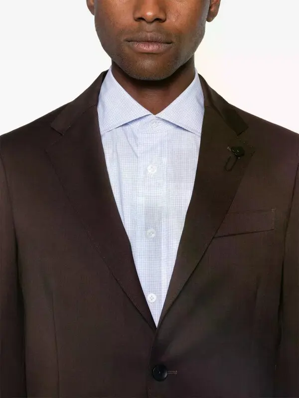 LARDINI Brooch-logo Appliqué Blazer - Brown