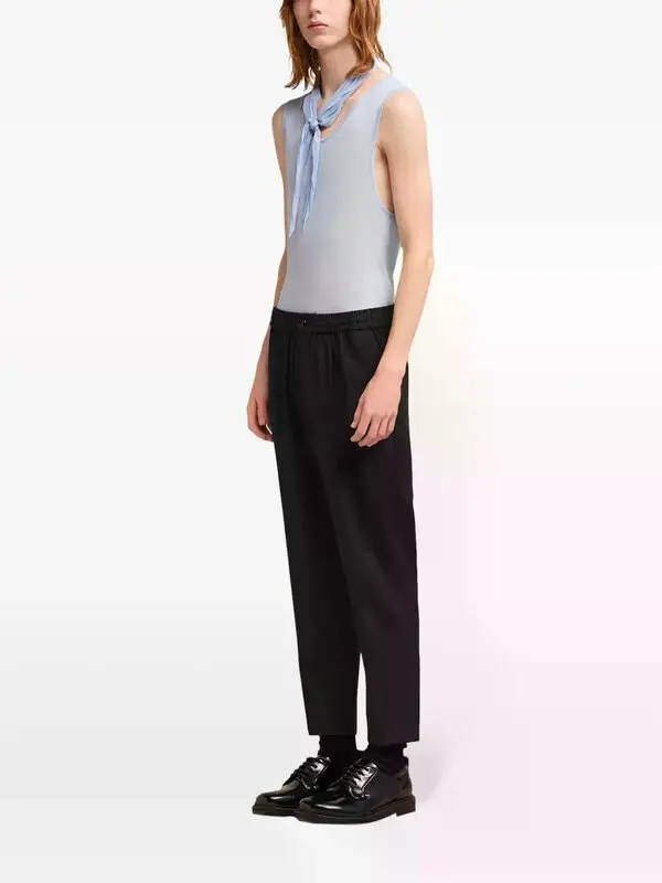 AMI Paris Cropped Virgin Wool Tapered Trousers