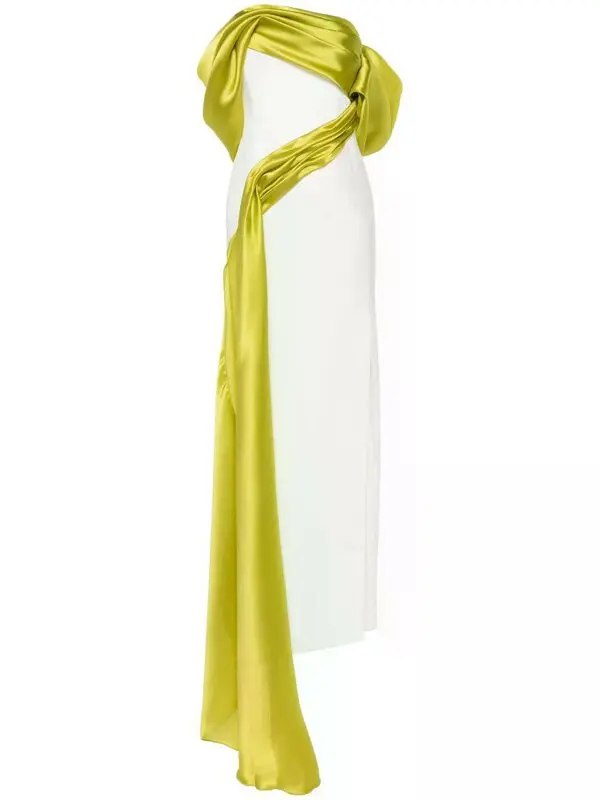 GABY CHARBACHY Colour-block Side-slit Gown - White