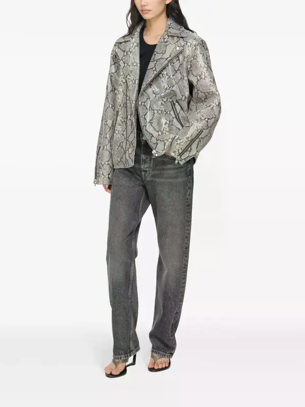 WON HUNDRED Snakeskin-print Leather Jacket