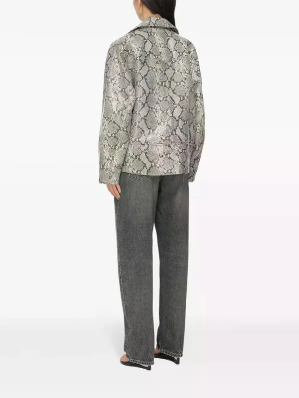 WON HUNDRED Snakeskin-print Leather Jacket