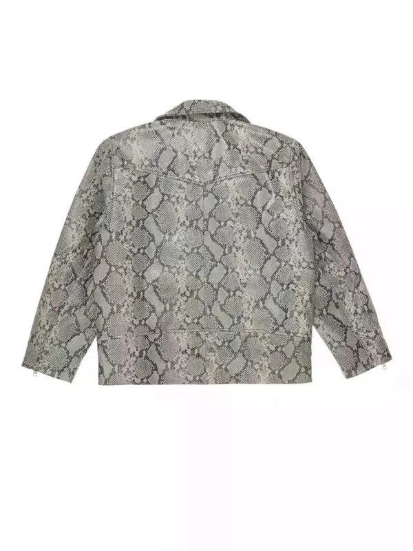 WON HUNDRED Snakeskin-print Leather Jacket