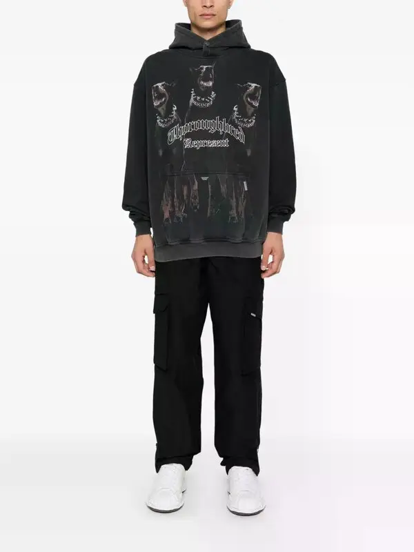 REPRESENT Thoroughbred-print Jersey Hoodie - Black