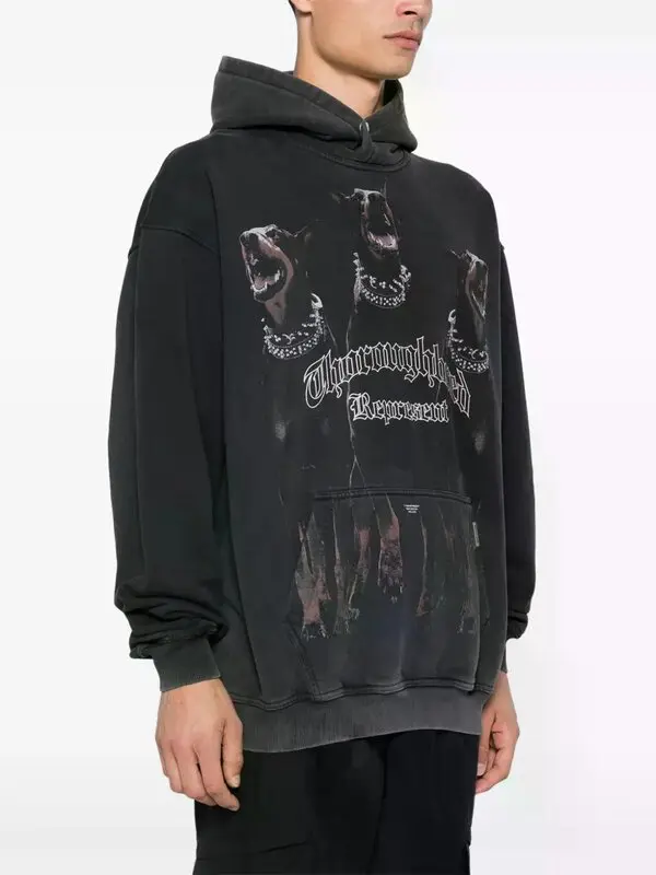 REPRESENT Thoroughbred-print Jersey Hoodie - Black
