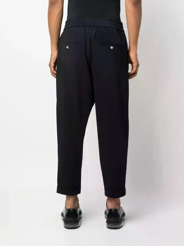 Balmain Embossed-button Drawstring-waist Trousers - Blue