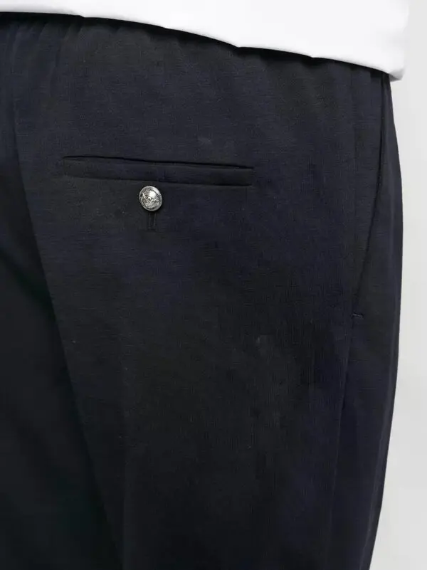 Balmain Embossed-button Drawstring-waist Trousers - Blue