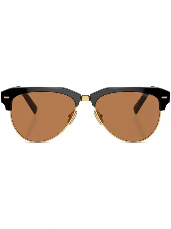 Miu Miu Logo-lettering Navigator-frame Sunglasses - Black