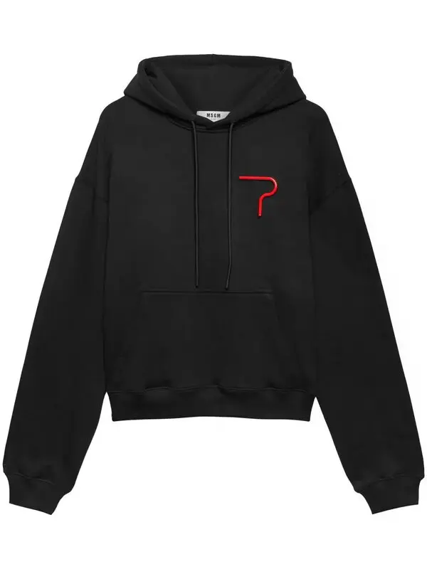 MSGM Logo Appliqué Drawstring Hoodie