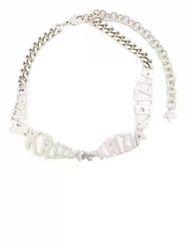 KRIZIA Logo-plaque Necklace - Silver