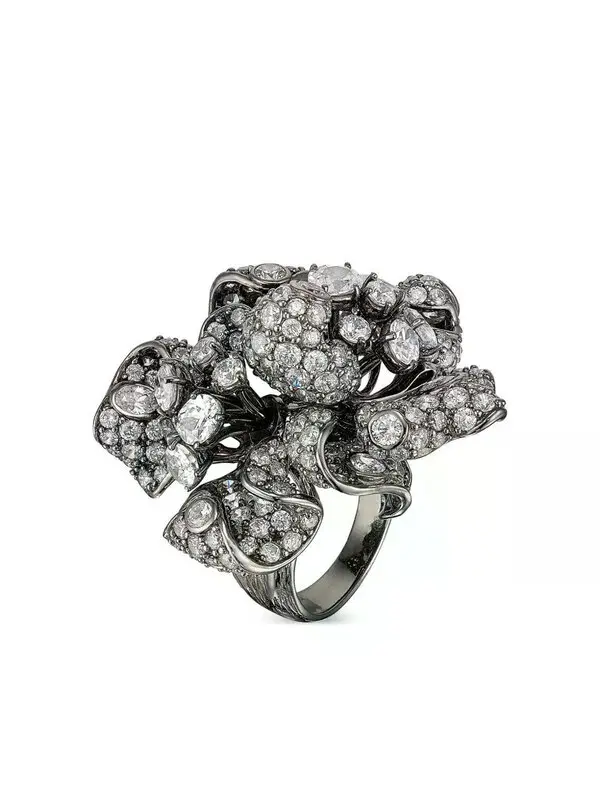 ANABELA CHAN 18kt Gold Magnolia Diamond Cocktail Ring - Black