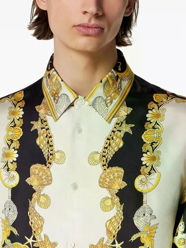 Versace Coral Theatre Silk Shirt - Gold