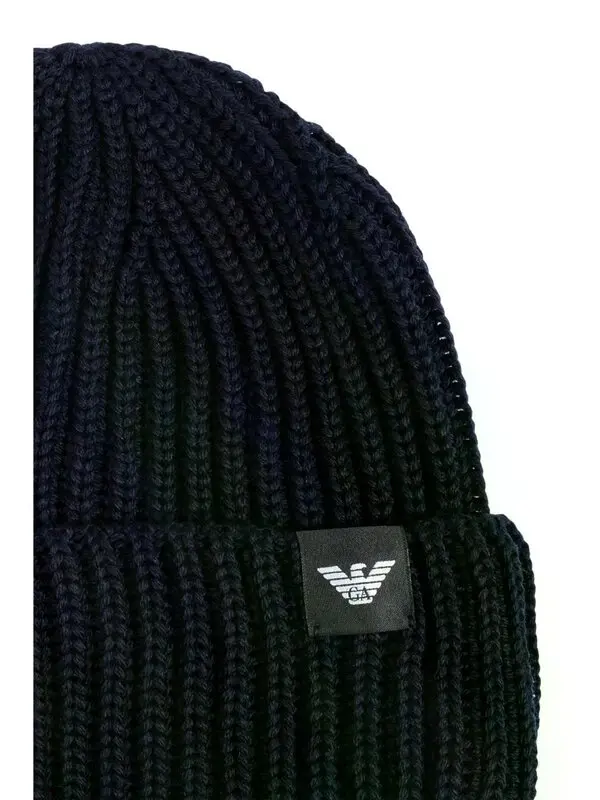 Emporio Armani Logo-patch Knitted Beanie