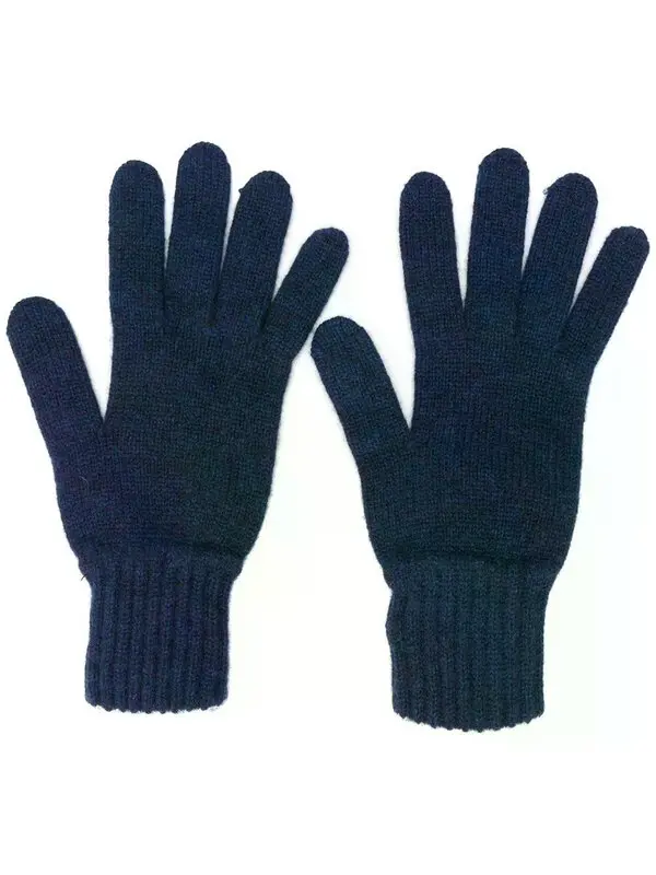 Pringle Of Scotland Cashmere Gloves With Ribbed Details - Blue