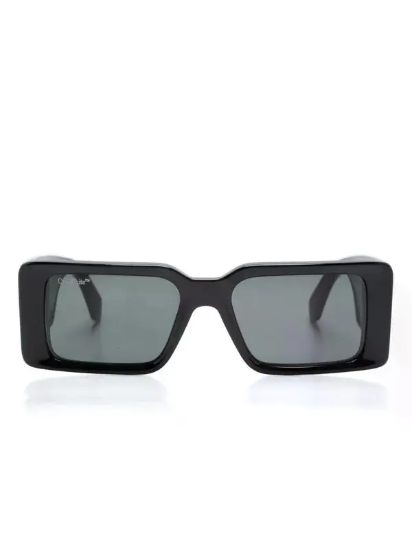 Off-White Logo-engraved Rectangle-frame Sunglasses - Black