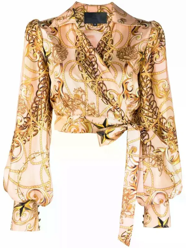 Philipp Plein Silk Baroque Blouse - Neutrals