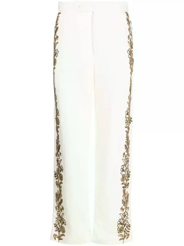 BODE Beaded Straight-leg Trousers - Neutrals